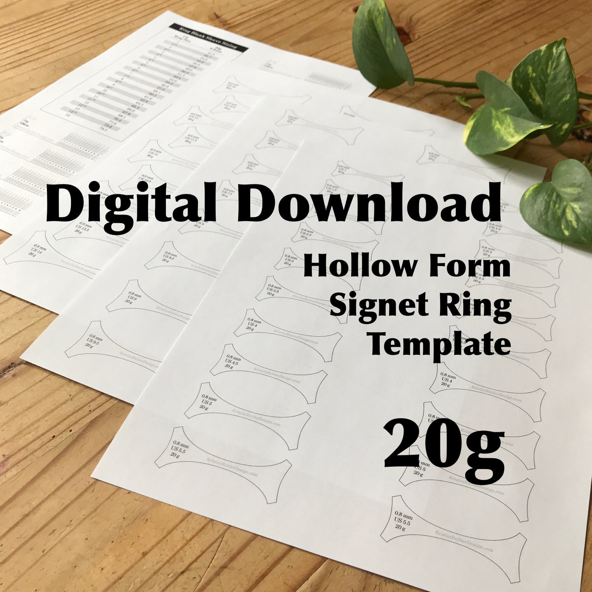 Hollow Form Signet Ring Template, US 1-14, 20g—Digital Download ...