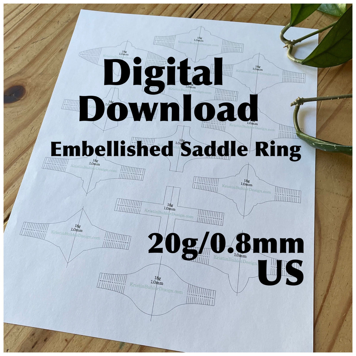 Ring Blank Template—US Sizes—20g/0.8mm—Embellished Saddle Ring—Metalsm ...